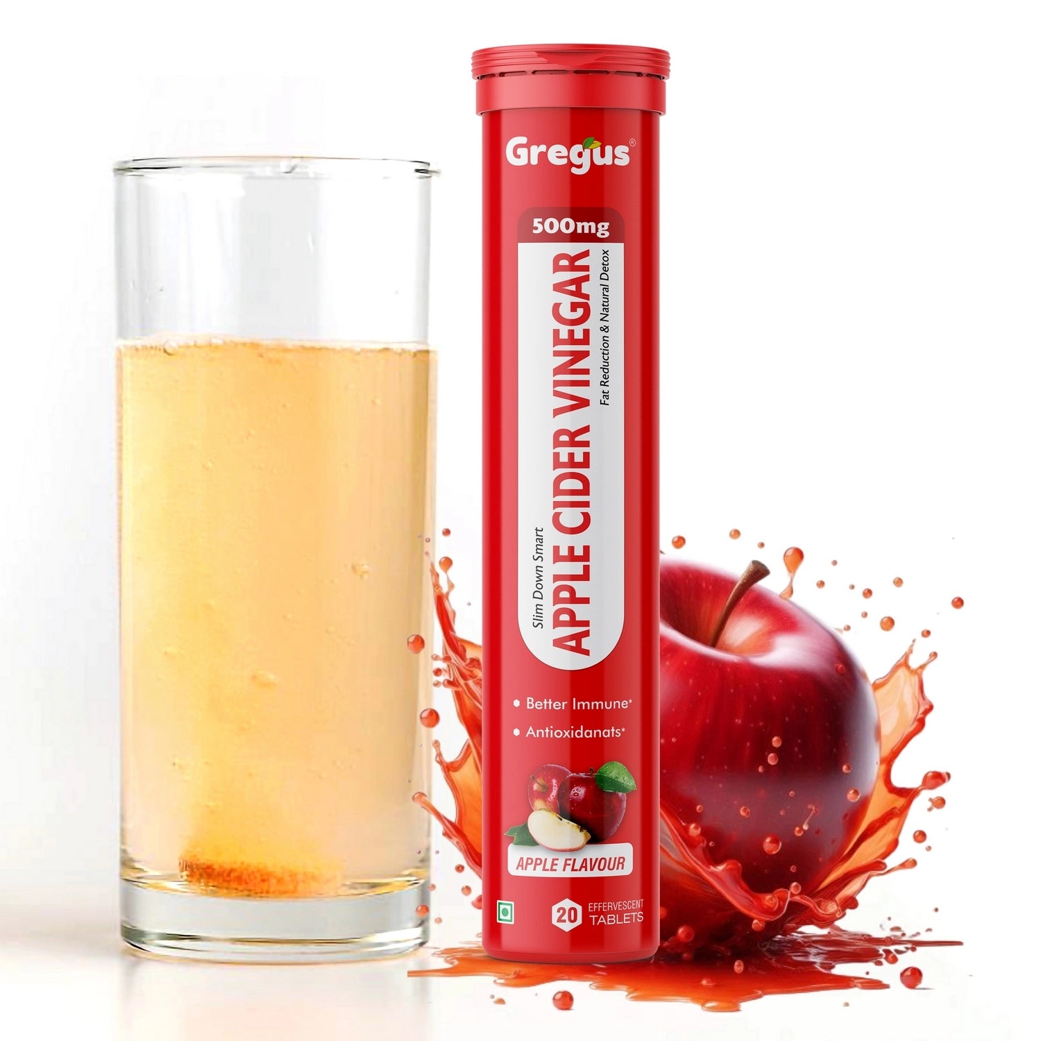 Apple Cider Vinegar Effervescent Tablets, Pomegranate & Apple Extract ...